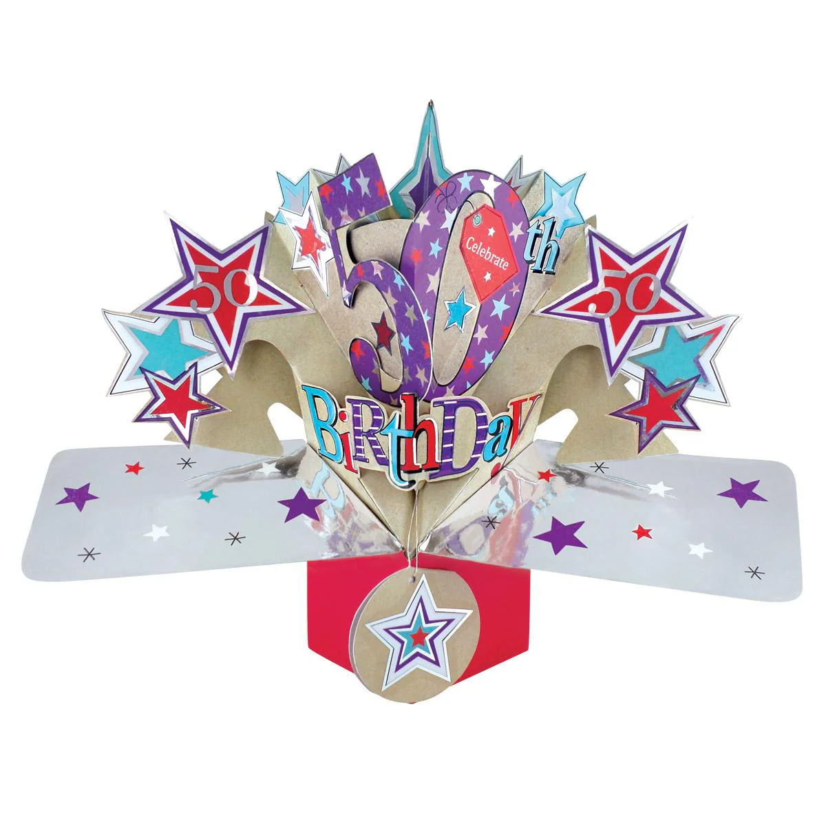 50th Birthday Pop Up Card (Stars) | Pop Up 50th Birthday Card