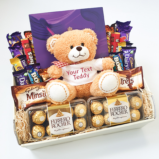 Chocolate Lovers Hamper with Personalised Teddy