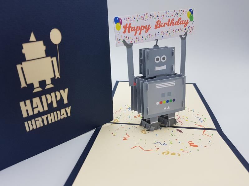 Birthday Robot - Irish Made Pop Up Cards | Birthday Pop-Up Cards